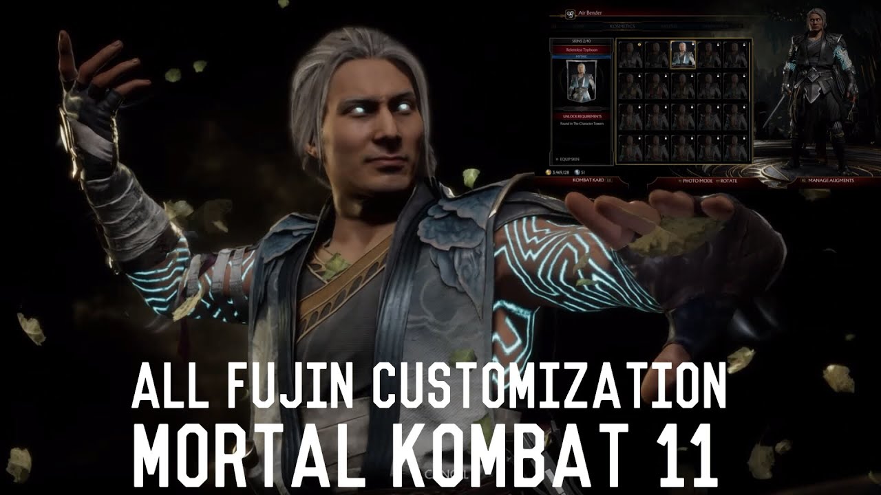 ALL FUJIN CUSTOMIZATION (Skins, Animations, Gear) - Mortal Kombat 11 ...