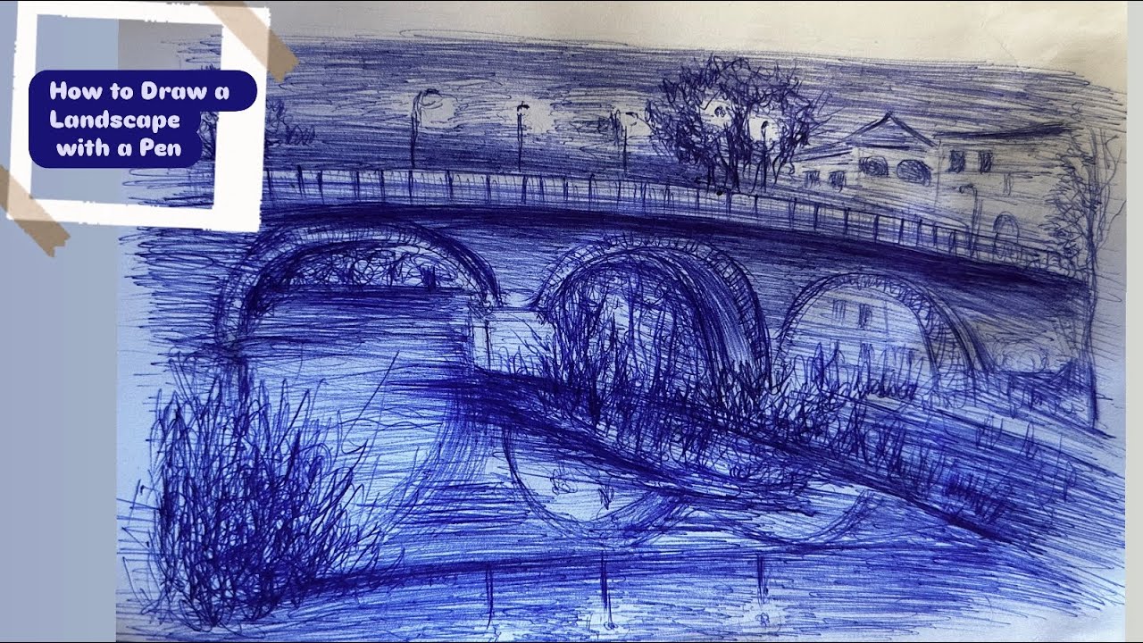 How to Draw a Beautiful Landscape with a Ballpoint Pen | Step-by-Step ...