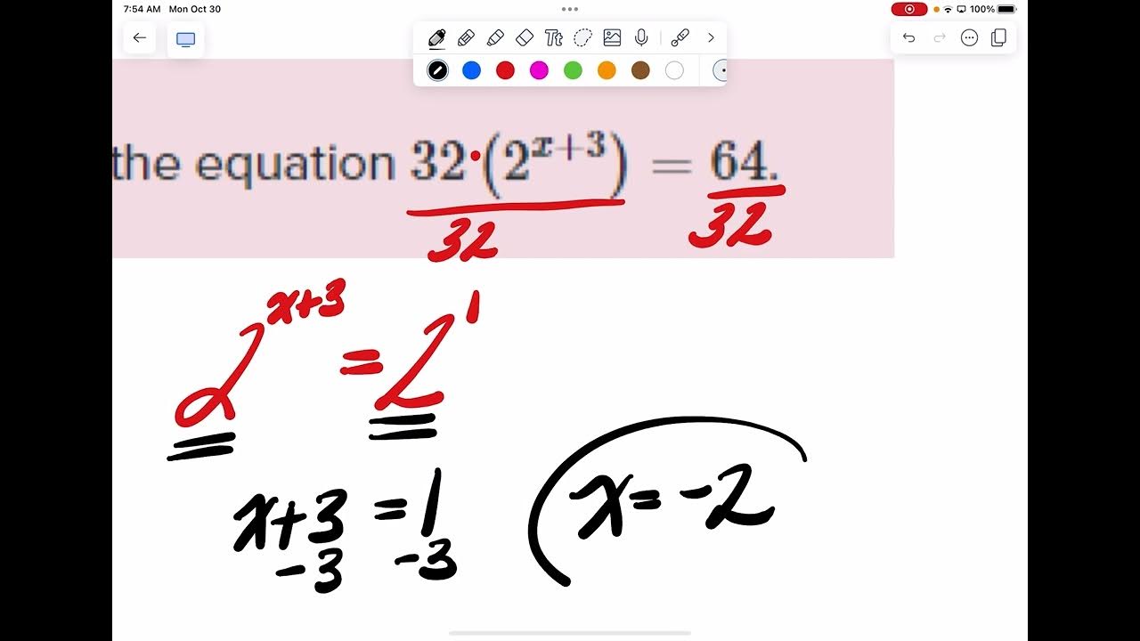 5.4 Solving exponential functions by graphing and by equality rule - YouTube