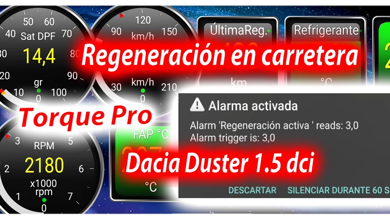 Regeneración Dacia Duster 1.5 dci con app Torque Pro - YouTube