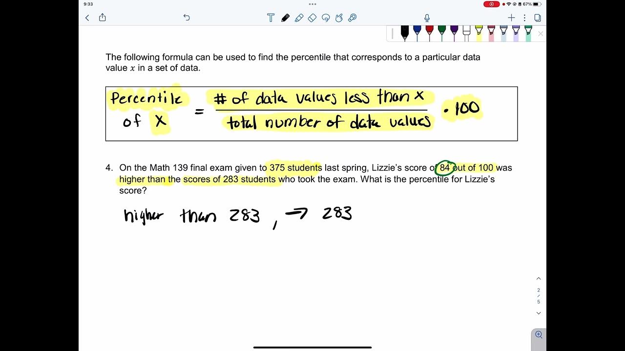8 3 Calculating Percentiles - YouTube