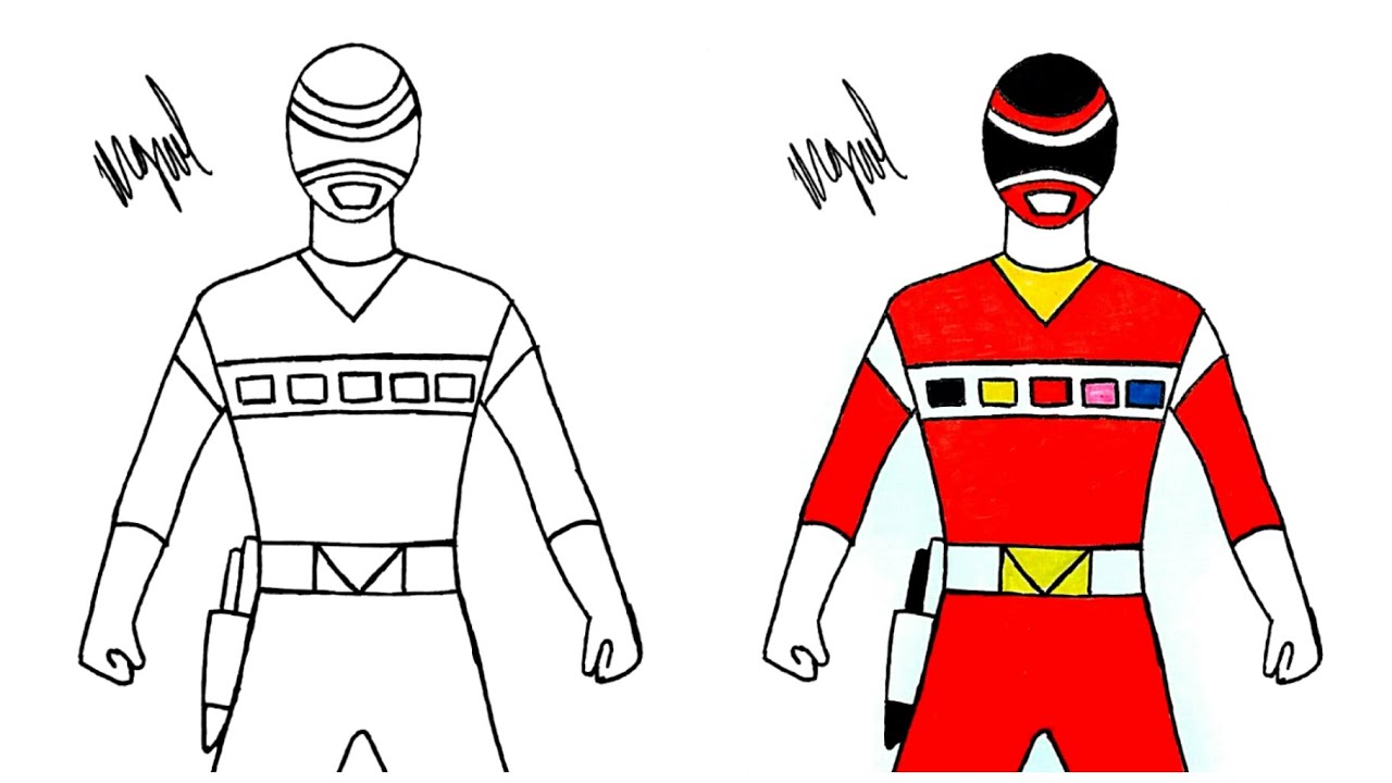 HOW TO DRAW RED RANGER FROM POWER RANGERS IN SPACE - YouTube