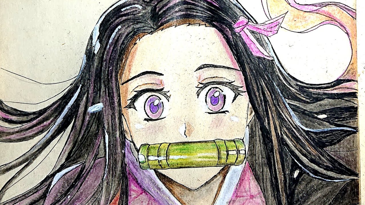 How to draw and color anime - Nezuko kamado (Demon slayer) #demonslayer ...