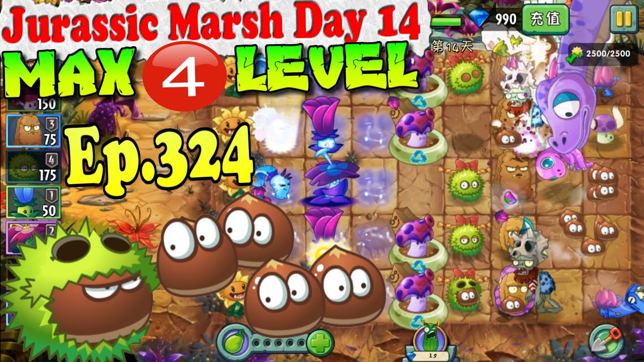 Plants vs. Zombies 2 (China) - Chestnut Squad MAX 4 level - Jurassic ...