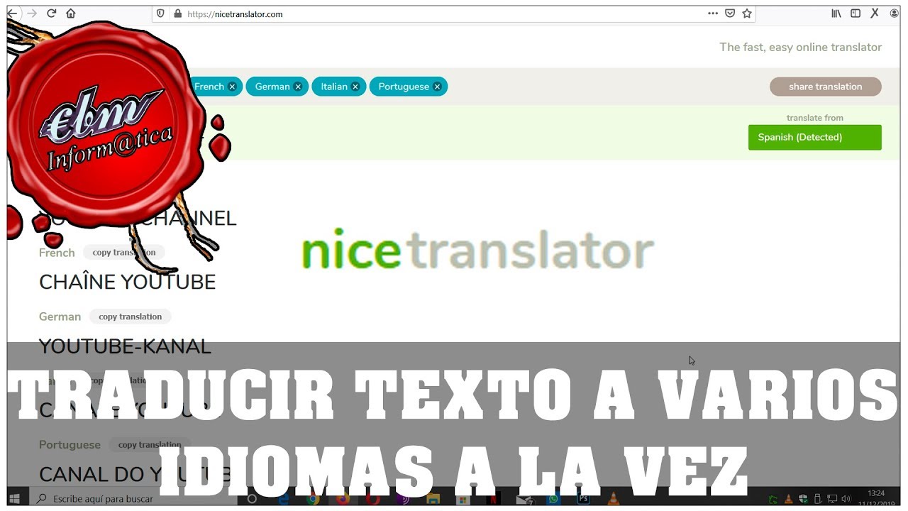 COMO TRADUCIR TEXTOS A VARIOS IDIOMAS A LA VEZ - NICE TRANSLATOR 2020 ...