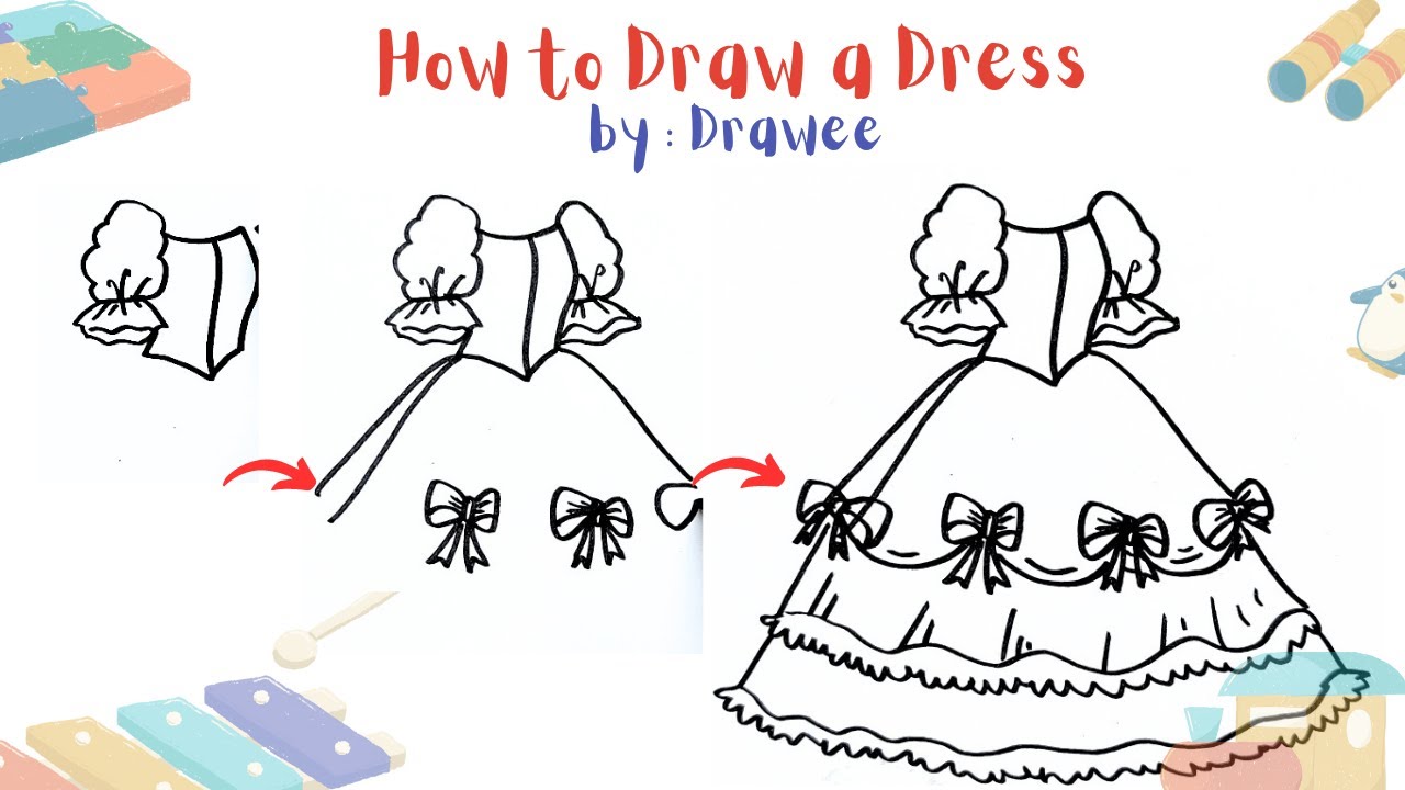 How to draw a Dress - YouTube