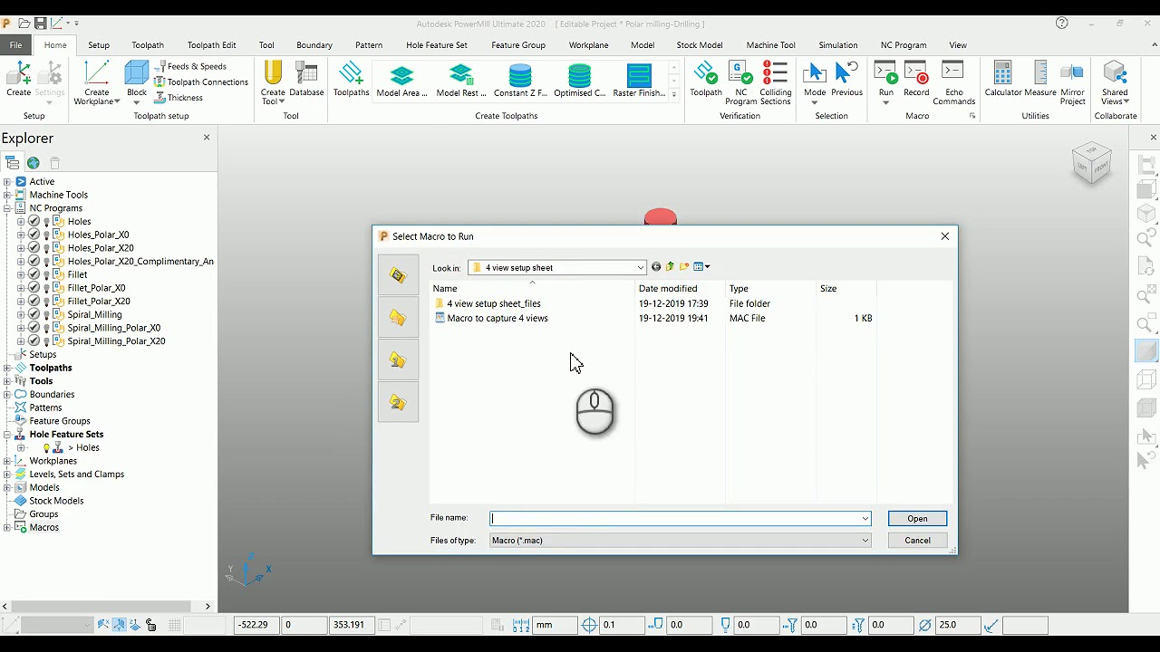 Autodesk Powermill Macro Setup Sheet 4 Views Youtube