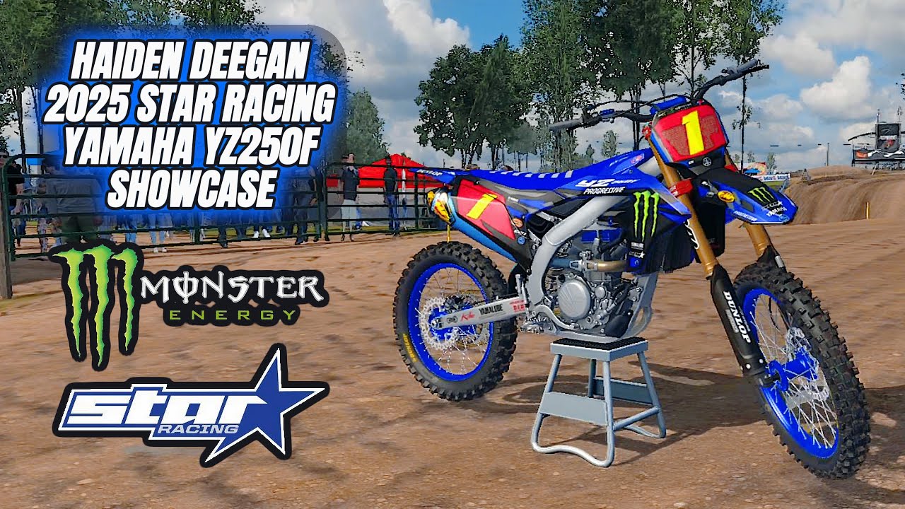 MXBIKES: HAIDEN DEEGAN 2025 STAR RACING YAMAHA YZ250F #1 RED PLATE SHOWCASE - YouTube