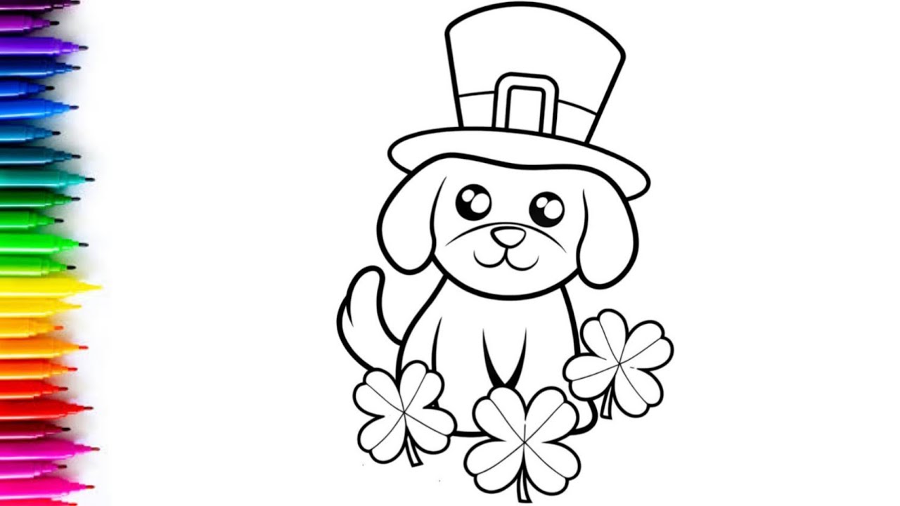 St. Patrick's Day Dog Drawing, Painting & Coloring For Kids and ...
