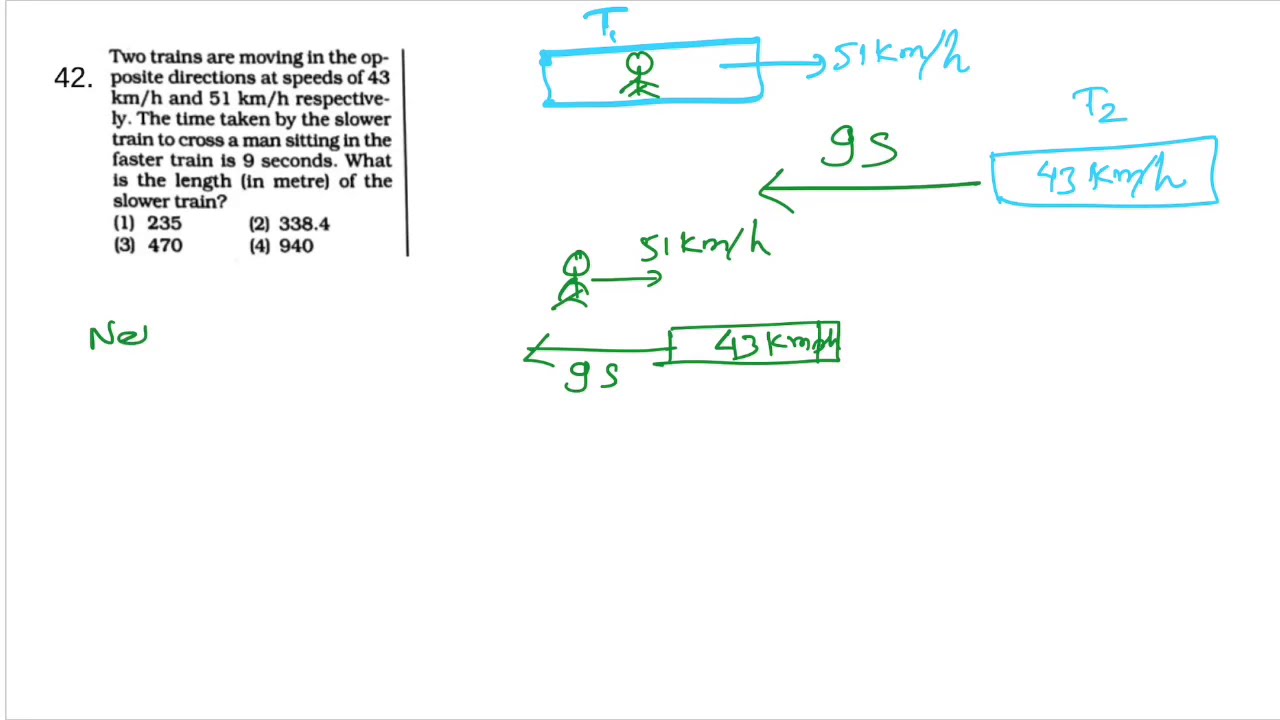 Two trains are moving in the opposite directions at speeds of 43 km/hr ...