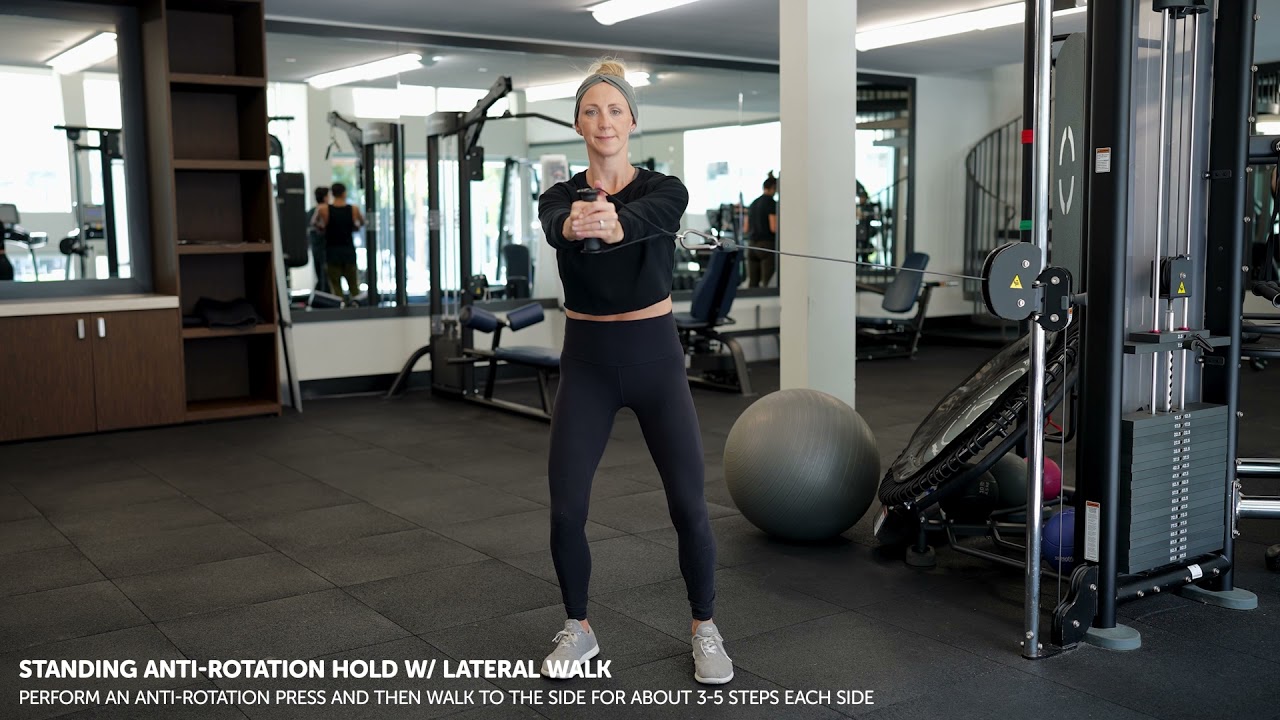 Standing Anti Rotation Hold w/ Lateral Walk - YouTube