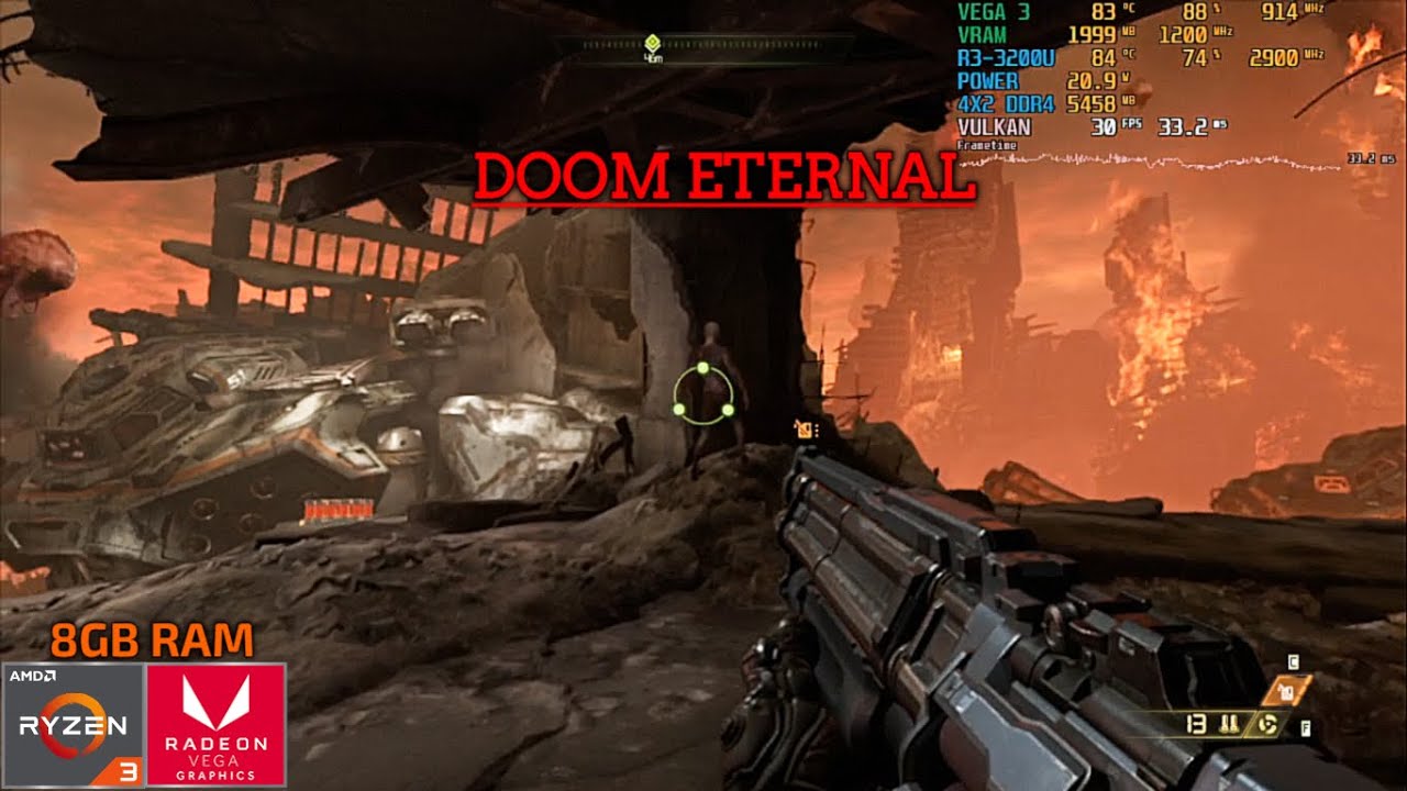 DOOM Eternal Gameplay - AMD Ryzen 3 3200U, 8GB RAM, Vega 3! - YouTube