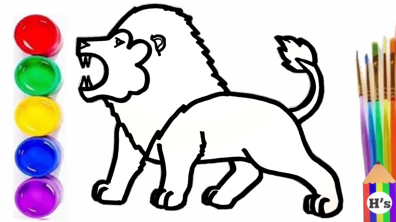 Bolalar uchun sher rasm chizish | How To Draw a Lion From Number 53 ...