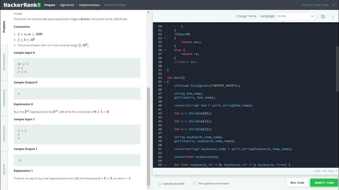Electronic shop hackerrank solution in C++ - YouTube