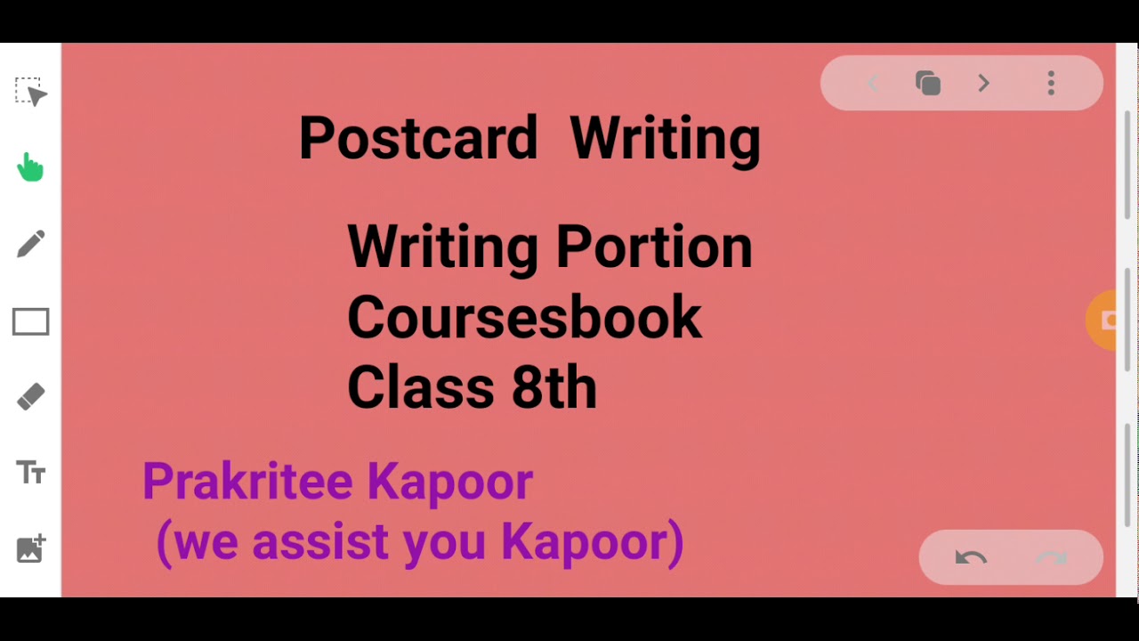 Postcard Writing Coursesbook class 8th New learning to communicate ...