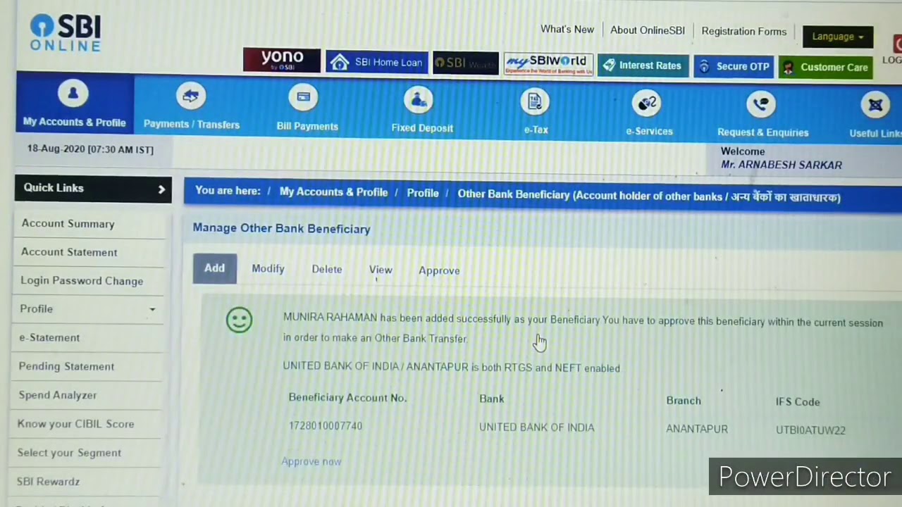 SBI BENEFICIARY ADD INSTANT ACTIVATION-অনলাইনে সঙ্গে সঙ্গে টাকা পাঠান ...