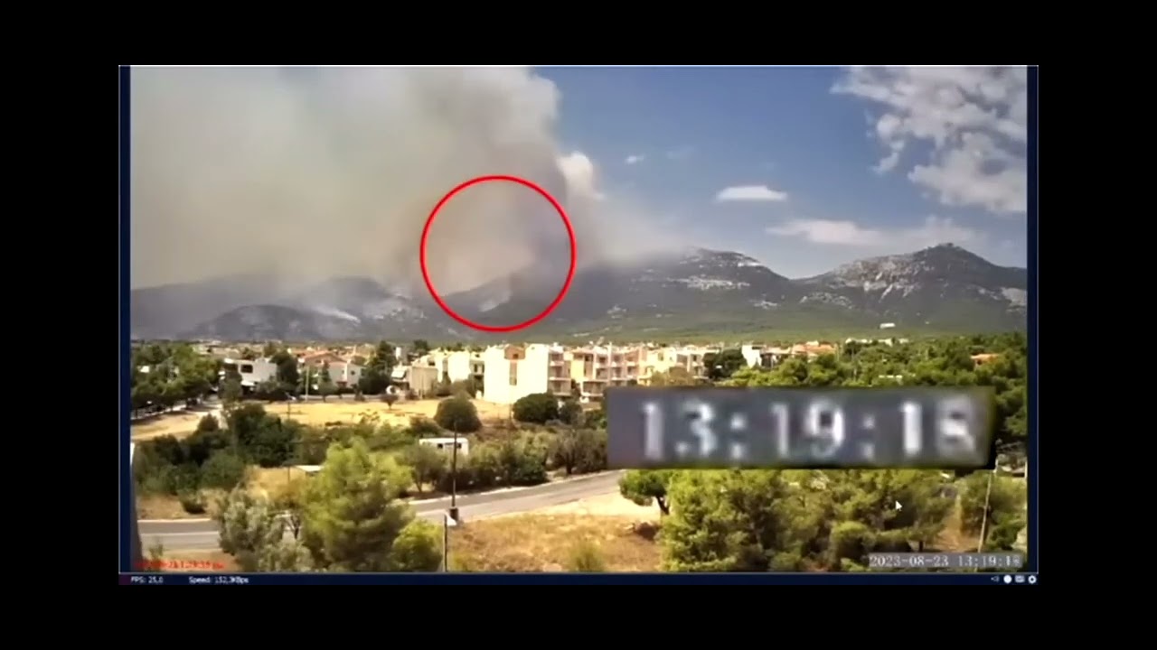 Η εξέλιξη της φωτιάς της Πάρνηθας σε μισή ώρα Timelapse 23-8-23. - YouTube