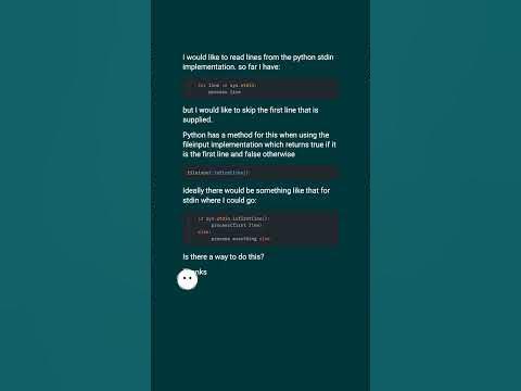 Skip first line with Python stdin? #shorts - YouTube