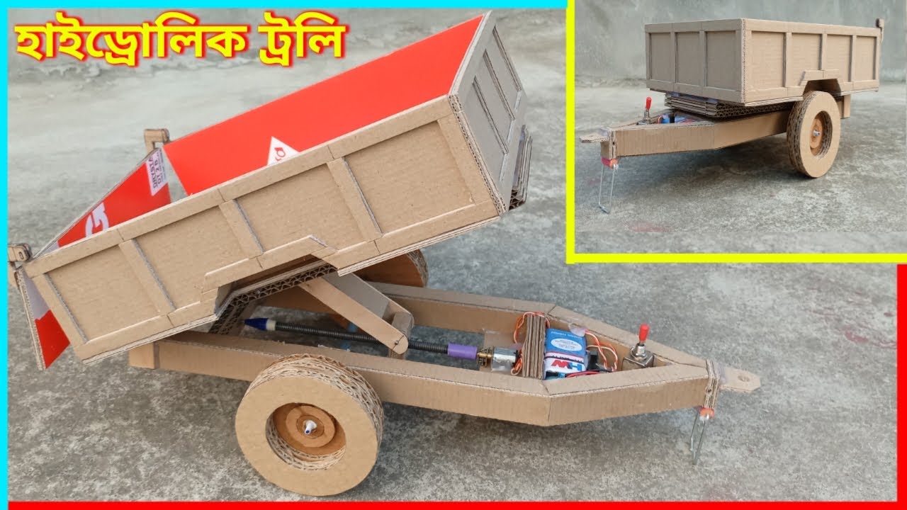 How To Make Hydraulic System Tractor Trolley by Cardboard at home ...