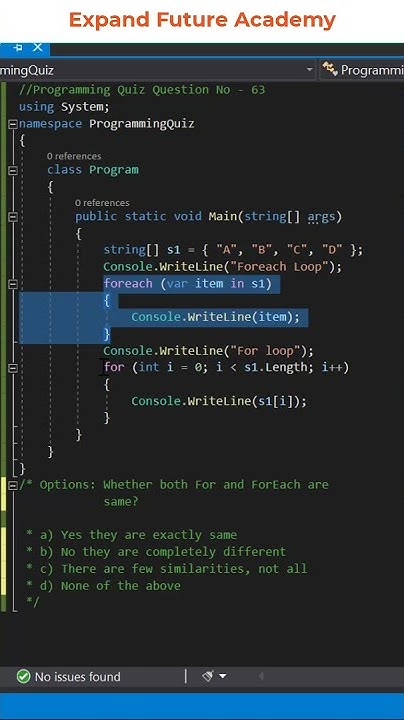 Solution For Programming Quiz Questions Q63 Expand Future Academy Shorts Csharp Dotnet