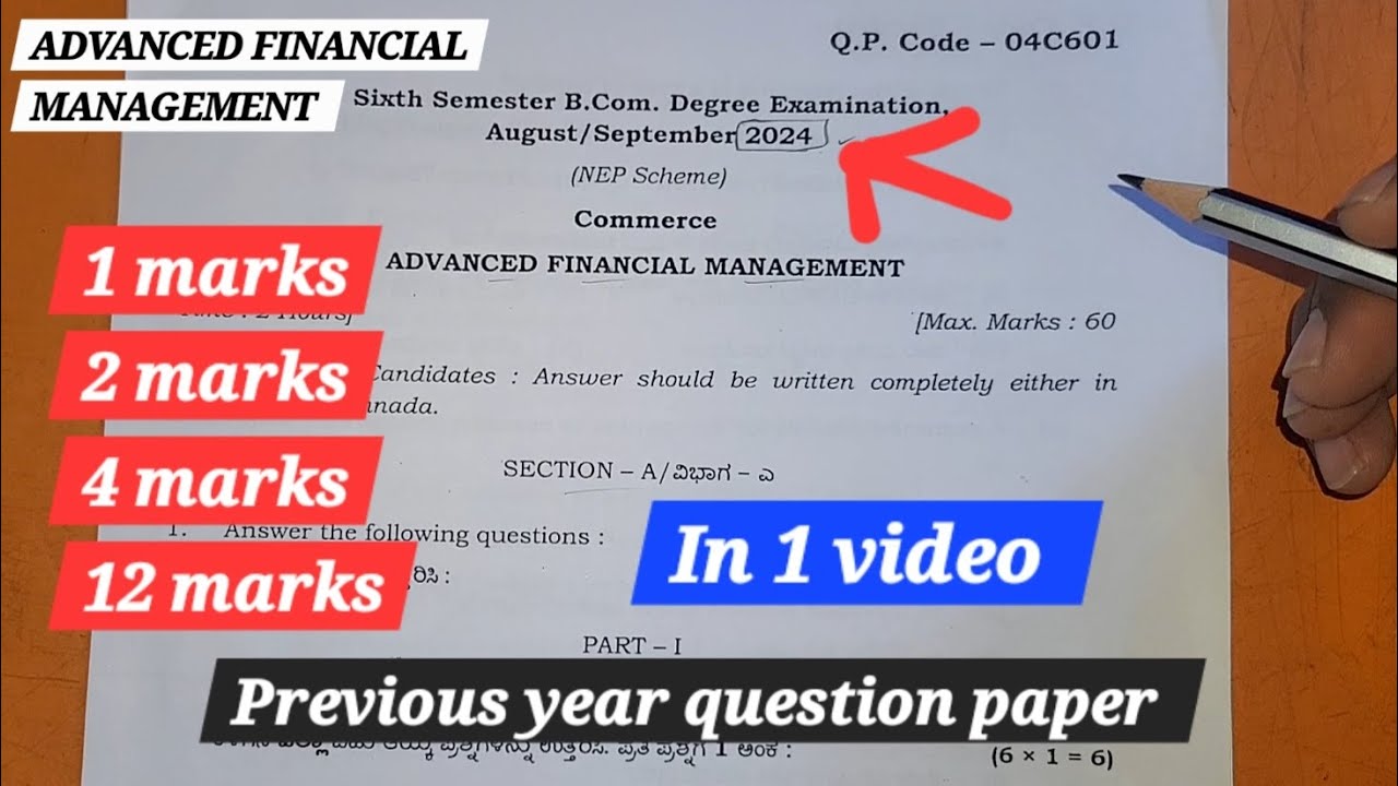 Advanced financial Management | 2024 | Previous year Question paper ...