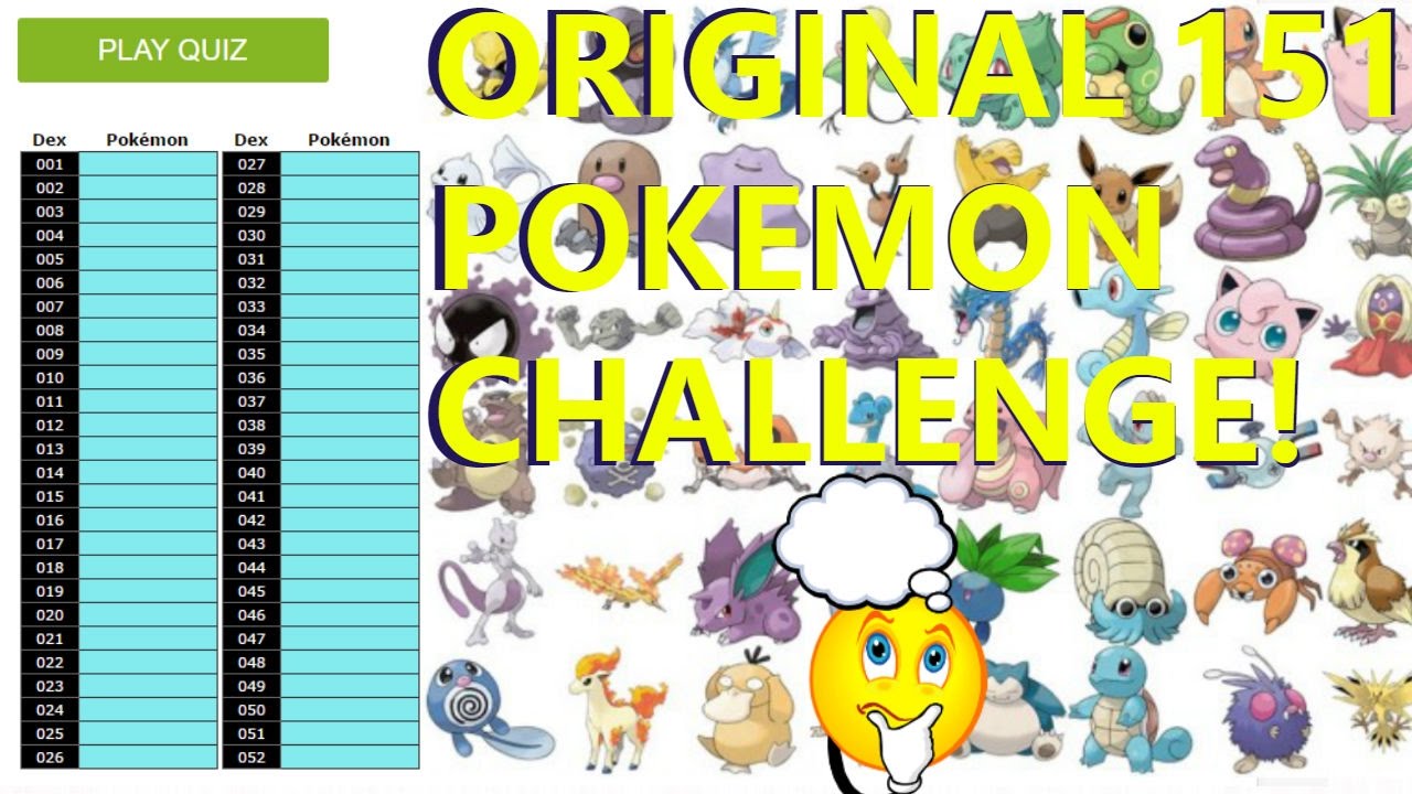 ORIGINAL 151 POKEMON CHALLENGE! - YouTube