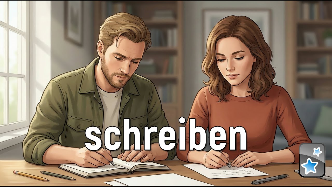 German Listening: The Verb 'schreiben' (Dialogue with Text) - YouTube