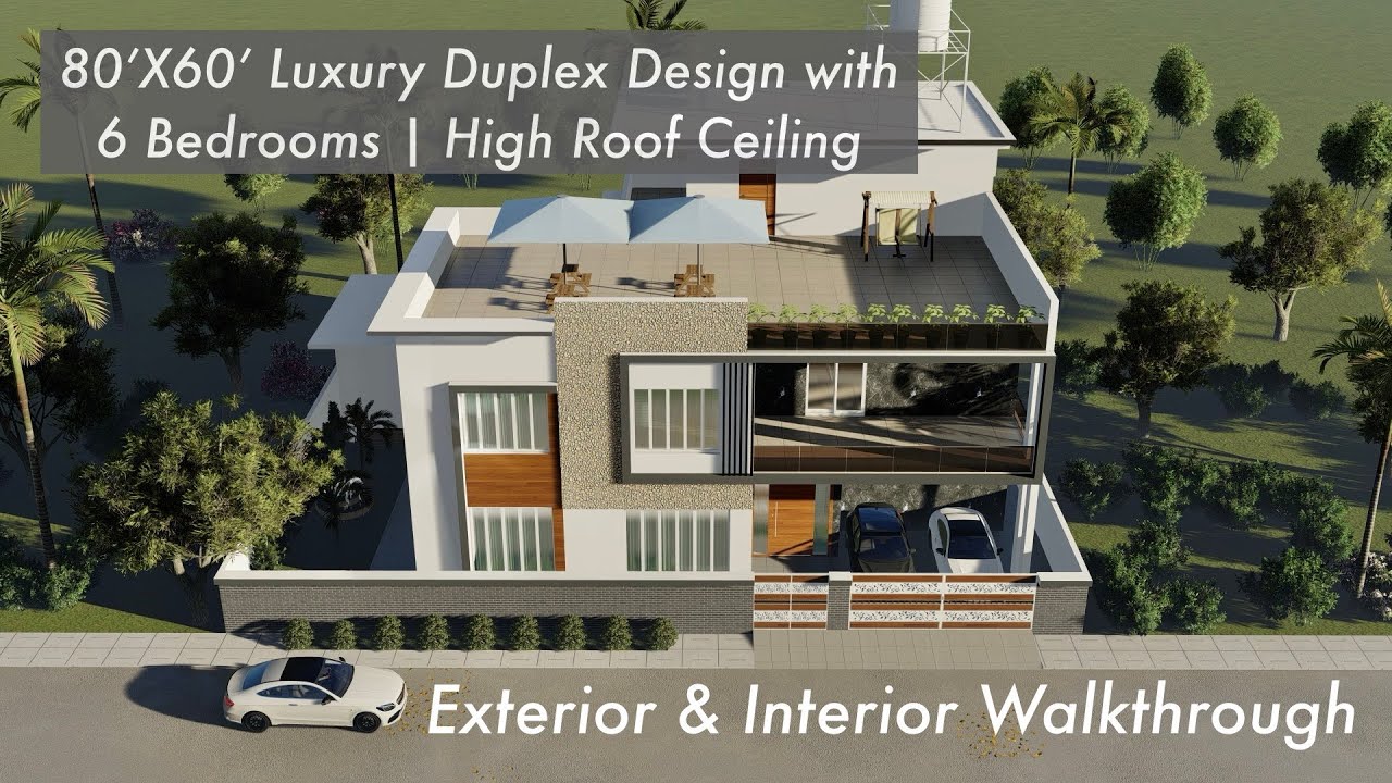 80X60 Feet Duplex House Design | 4800 Sqft House Plan with Exterior and ...