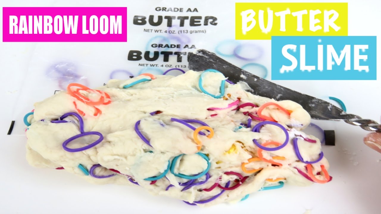 Diy Butter Rainbow Loom Rubber Bands Fluffy Slime Tutorial - No Borax ...