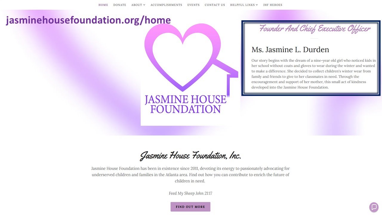 Ms. Jasmine L. Durden, CEO/Founder, The Jasmine House Foundation, Inc ...