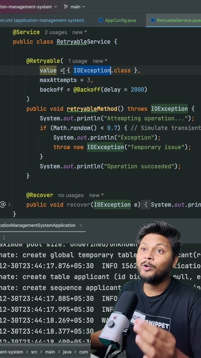 Retryable Annotation In Spring #springboot #programming #javadevelopment #coding - YouTube