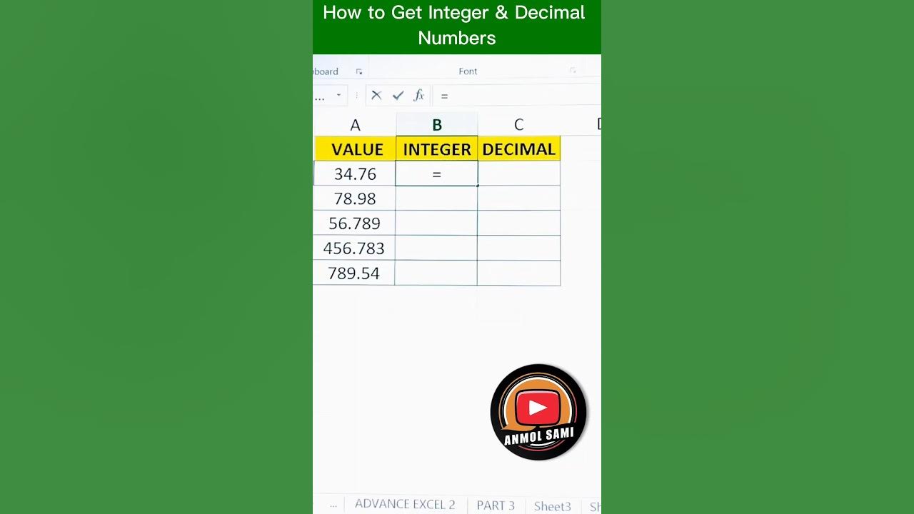 How To Get Integer And Decimal Numbers In Excel Excel Tips And Tricks Exceltips Exceltutorial