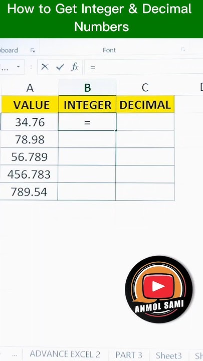 How to get Integer & Decimal Numbers in Excel | Excel Tips & Tricks #exceltips #exceltutorial ...