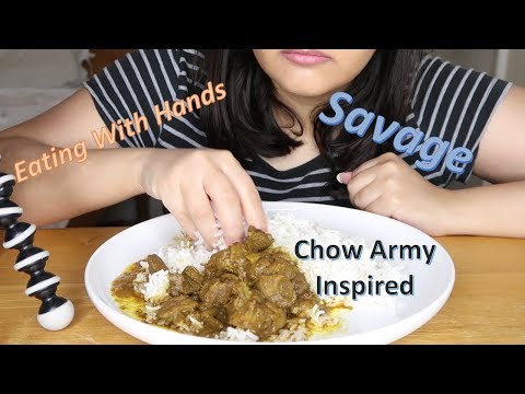 Lamb curry and rice/Savage eating/Chow army style-ASMR