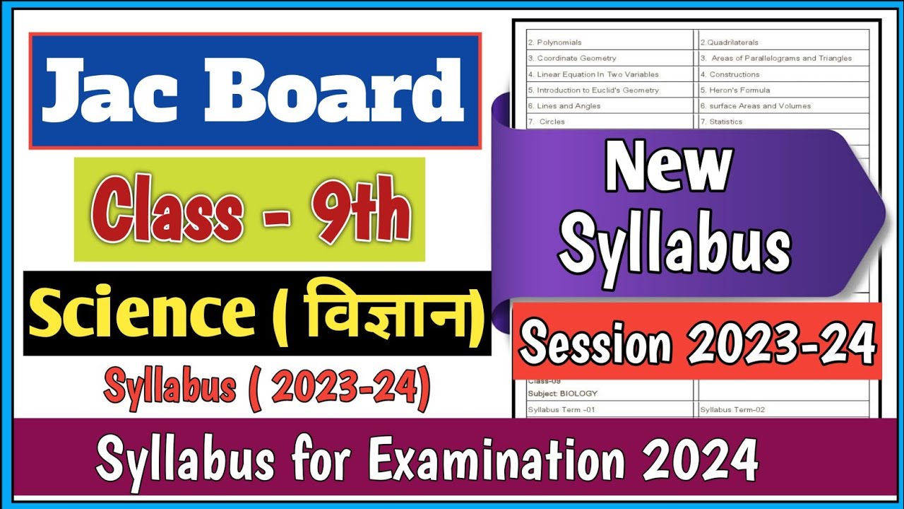 Jac Board Class 9th Syllabus 2023-24 || Class 9th Science Syllabus 2023 ...