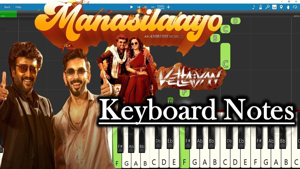 Manasilaayo Song Keyboard Notes | Anirudh | Rajinikanth | Vettaiyan ...