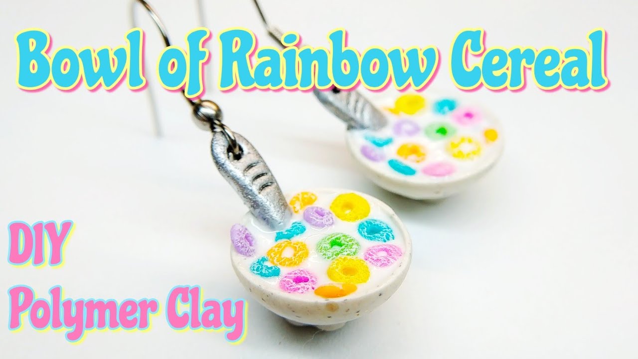 Polymer Clay Bowl of Cereal : Rainbow Cereal : Miniature Food Jewelry ...