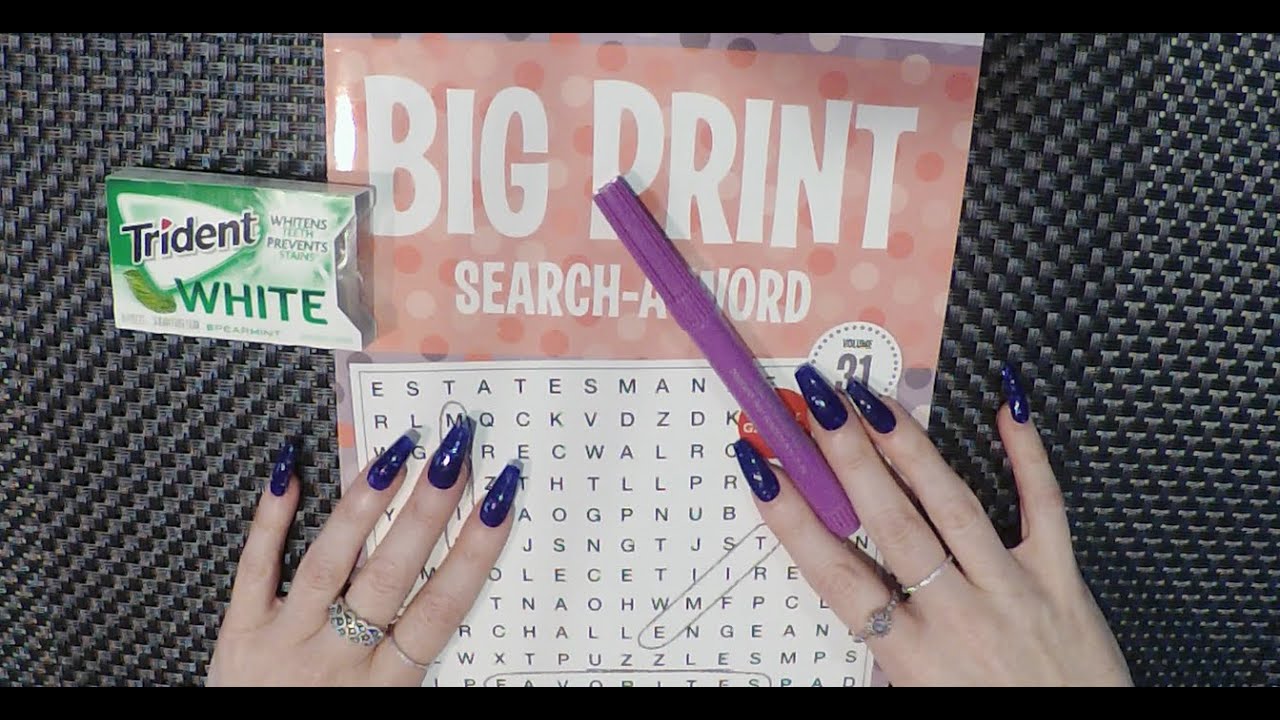 ASMR Extreme Gum Chewing Word Search | Whispered | For Studying ...