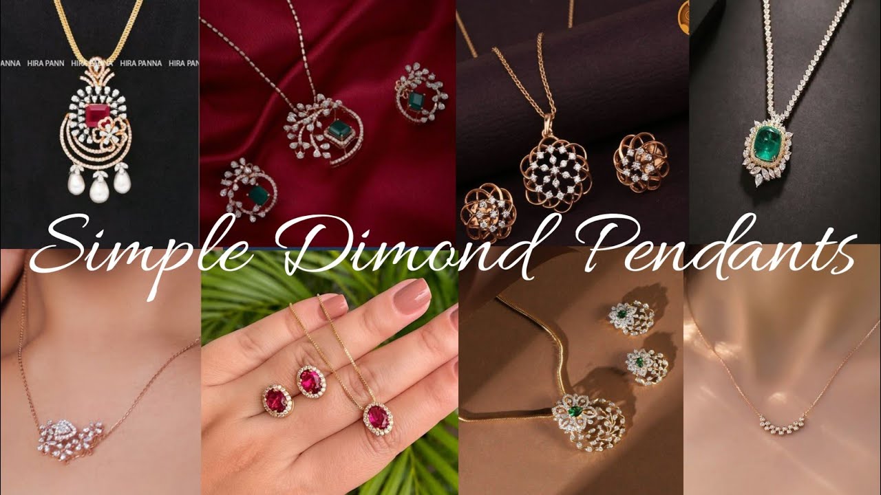 Simple diamond pendants | regular diamond chains| Daily Wear diamond ...