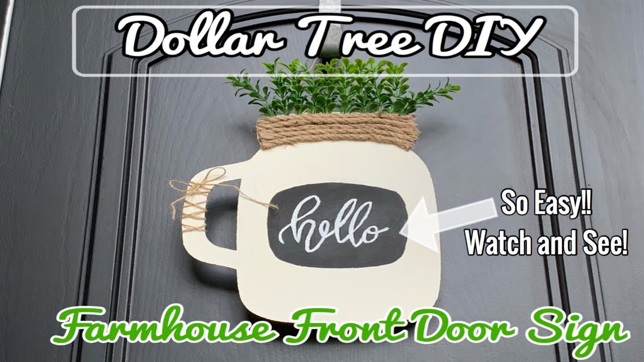 DOLLAR TREE DIY|FARMHOUSE FRONT DOOR SIGN - YouTube