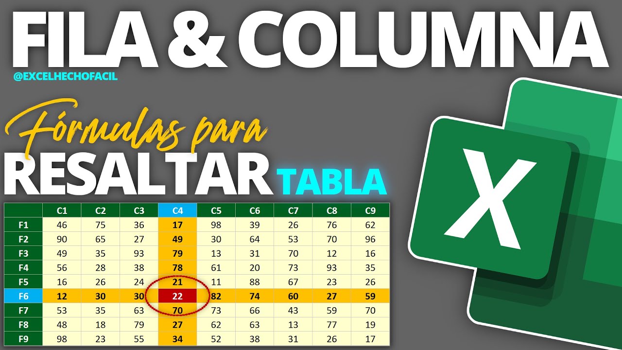 RESALTAR FILA y COLUMNA de una tabla en Excel - Formato Condicional ...