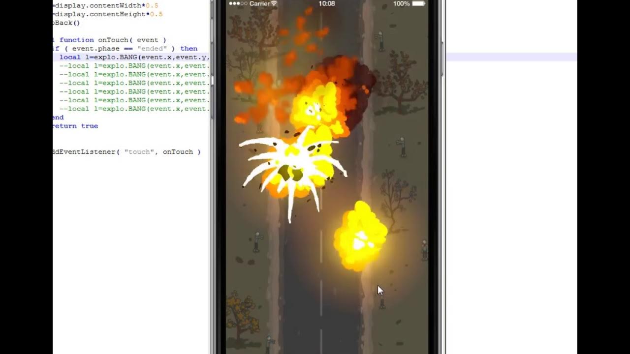 coronaSDK explosions - YouTube