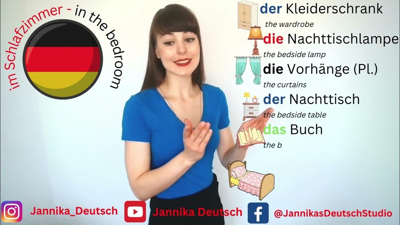 German vocabulary: in the bedroom (im Schlafzimmer) - YouTube