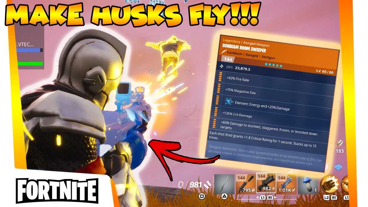 Broken weapon makes husks fly in Fortnite Save the World... - YouTube