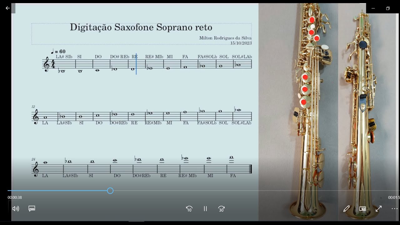 DIGITAÇÃO E ESCALA CROMÁTICA SAX SOPRANO RETO - YouTube