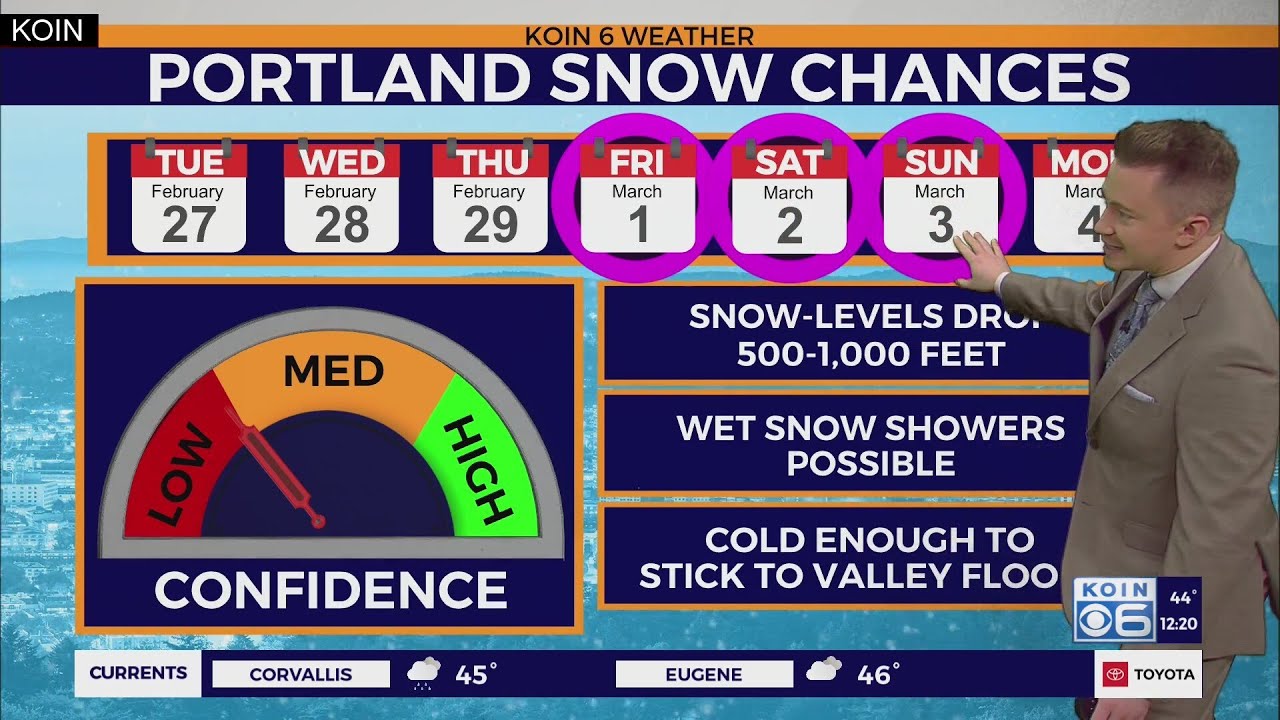 Snow chances remain in Portland this week - YouTube