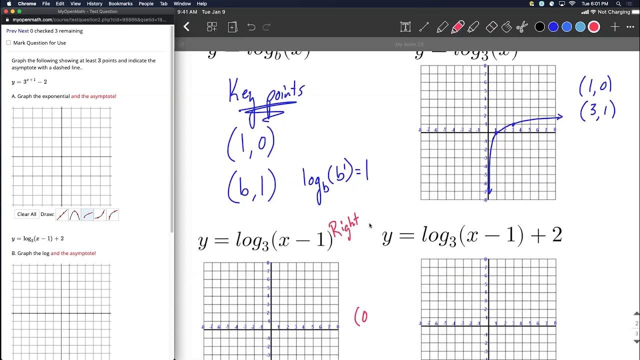 Graphing exponential and logarithmic functions using transformations - YouTube