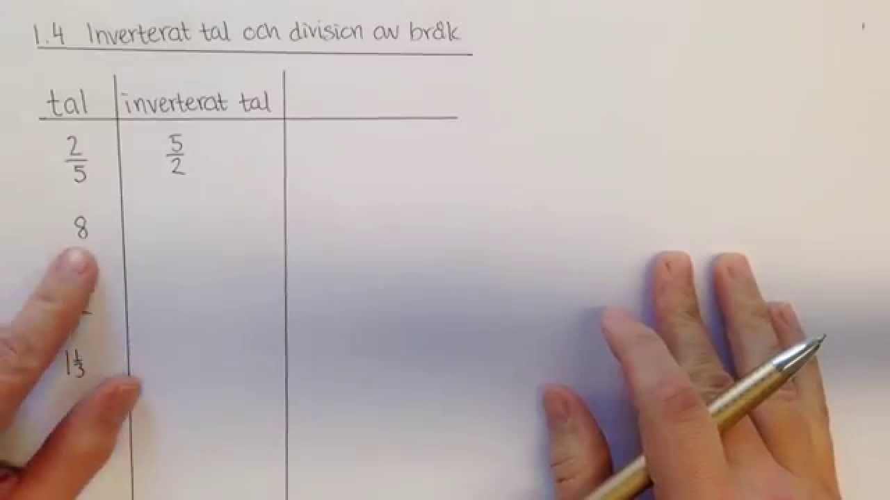 HMa4 1.4 Inverterat tal och division av bråk - YouTube