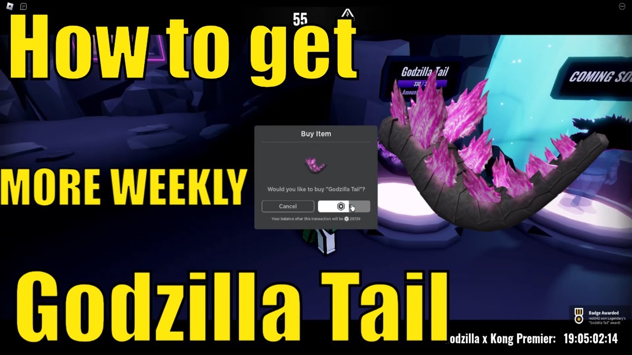 How to get Godzilla Tail in Godzilla X Kong Obby | 330 Pick Ups | Daily ...