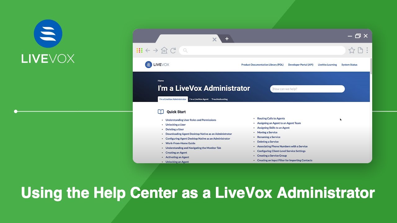 Using the Help Center as a LiveVox Administrator - YouTube